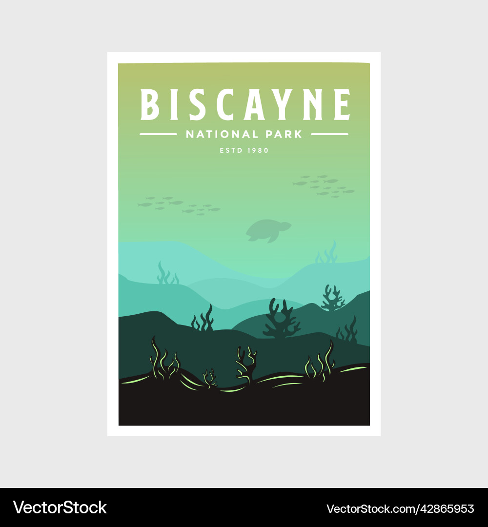 Biscayne national park poster design Royalty Free Vector