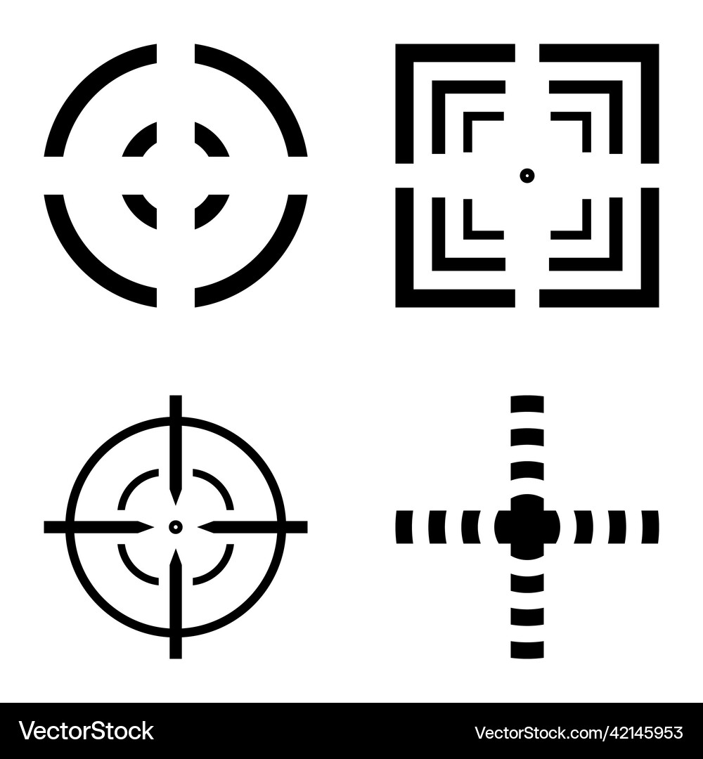 Crosshairs2 flat icon set isolated on white Vector Image
