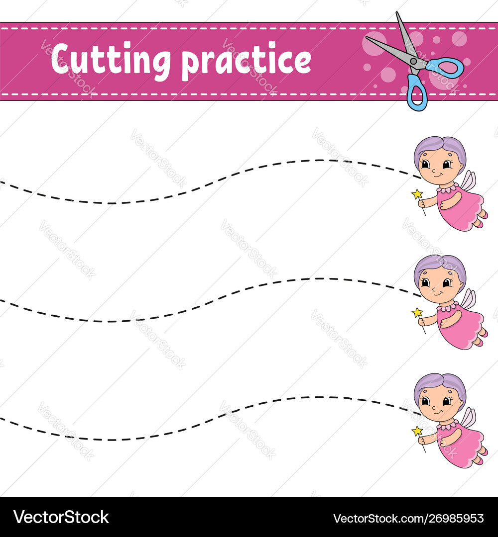 Cutting practice for kids education developing Vector Image