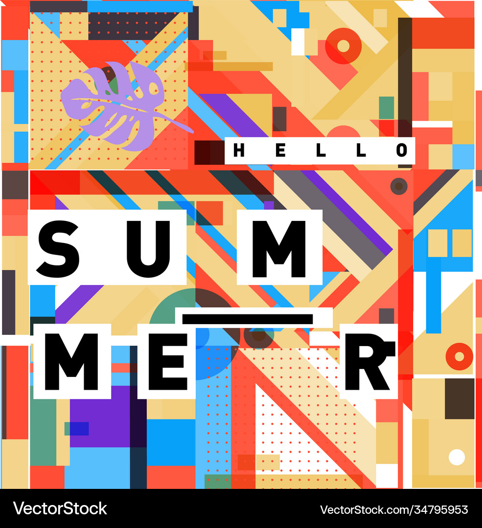 Geometric memphis summer collection poster design Vector Image
