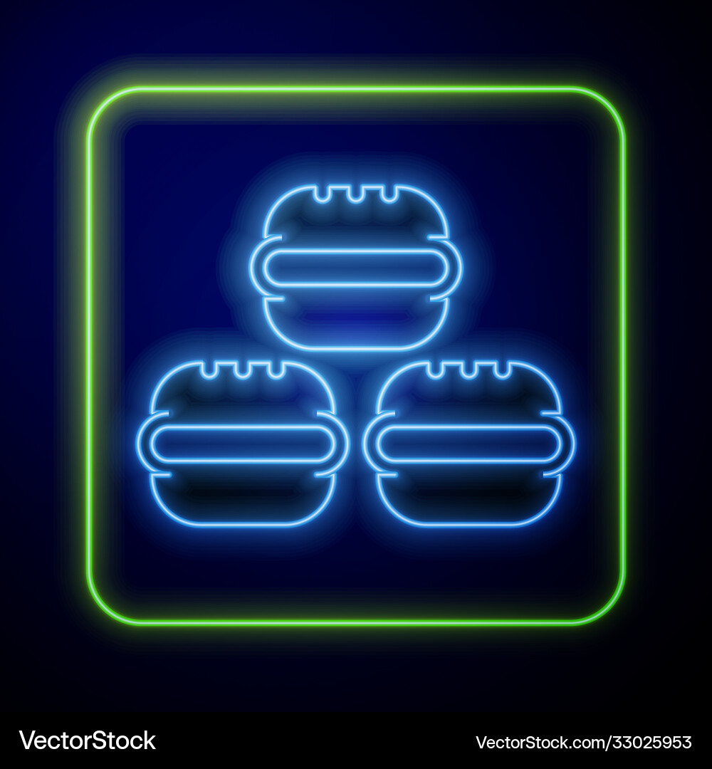 Glowing neon macaron cookie icon isolated on blue Vector Image