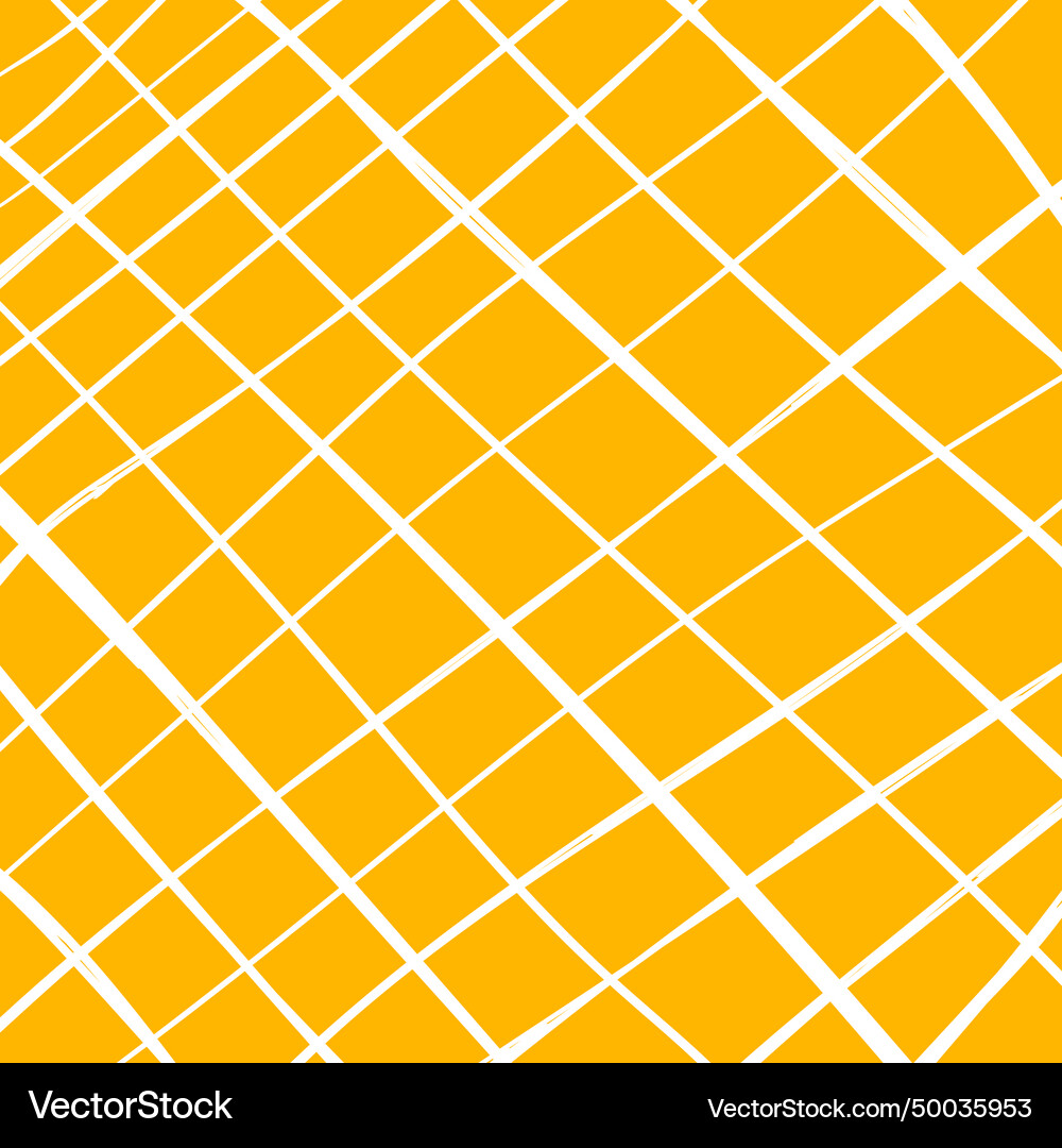 Hand drawn cute grid doodle yellow white plaid Vector Image