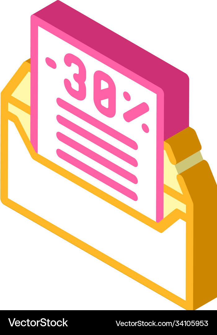 Message with discount isometric icon Royalty Free Vector