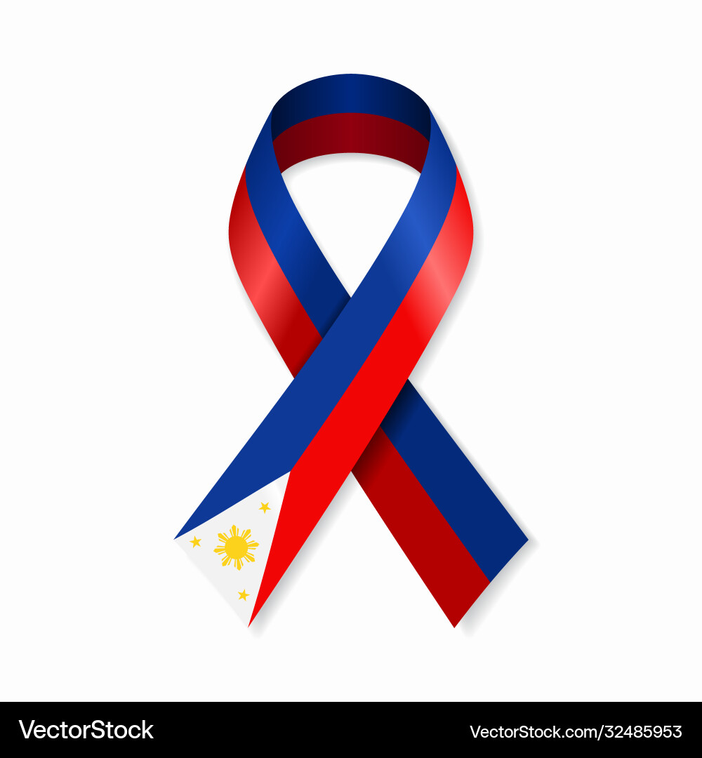 Philippines flag stripe ribbon on white background