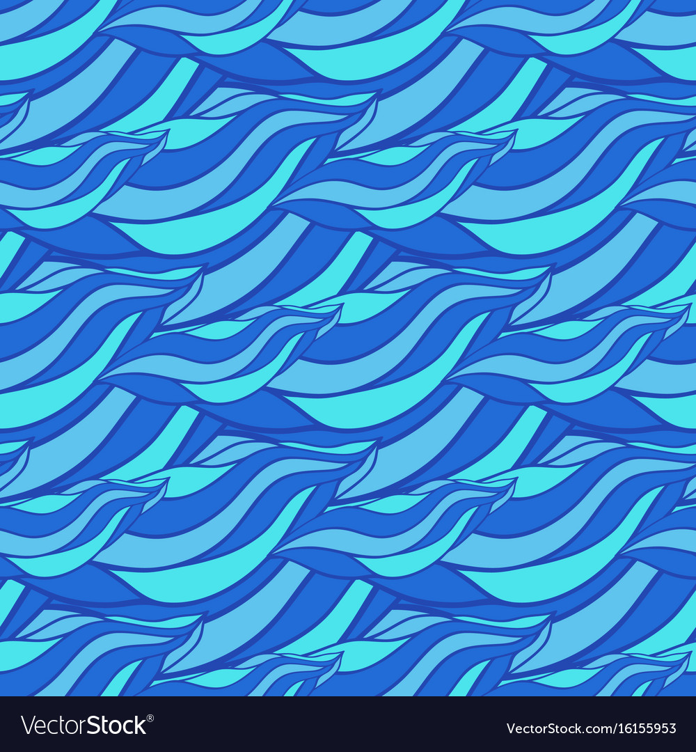 Seamless pattern with wave hand drawn Royalty Free Vector