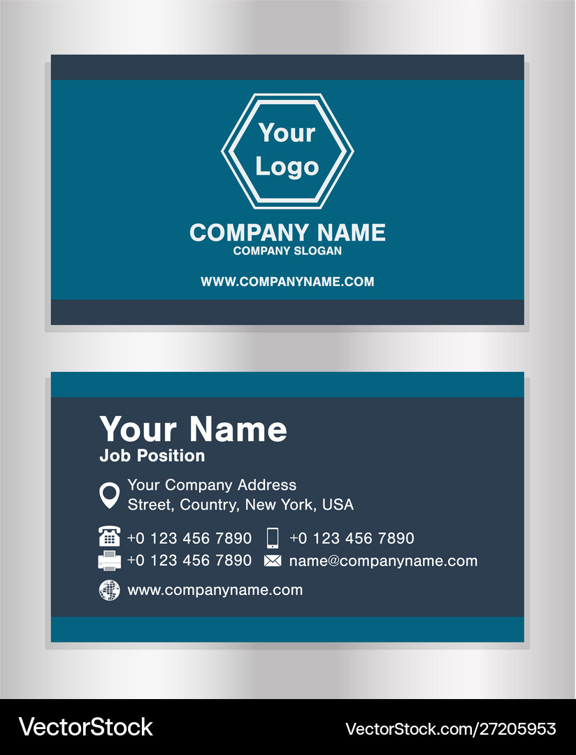 Simple blue theme business name card template Vector Image