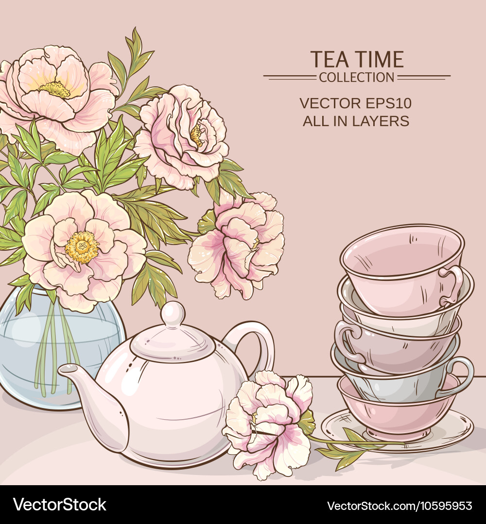 Tea time color Royalty Free Vector Image - VectorStock