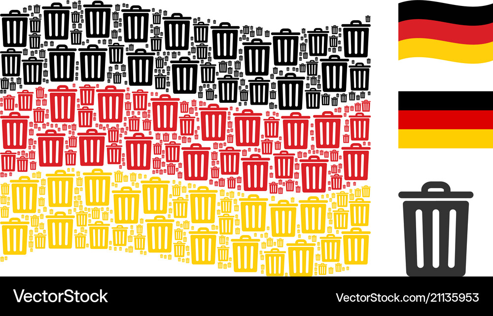 Waving germany flag pattern of trash bin icons Vector Image