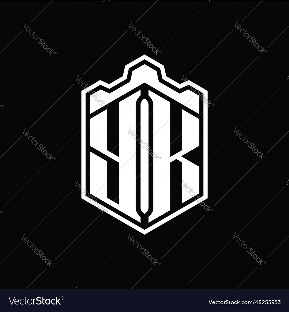 Yk letter logo monogram hexagon shield shape Vector Image