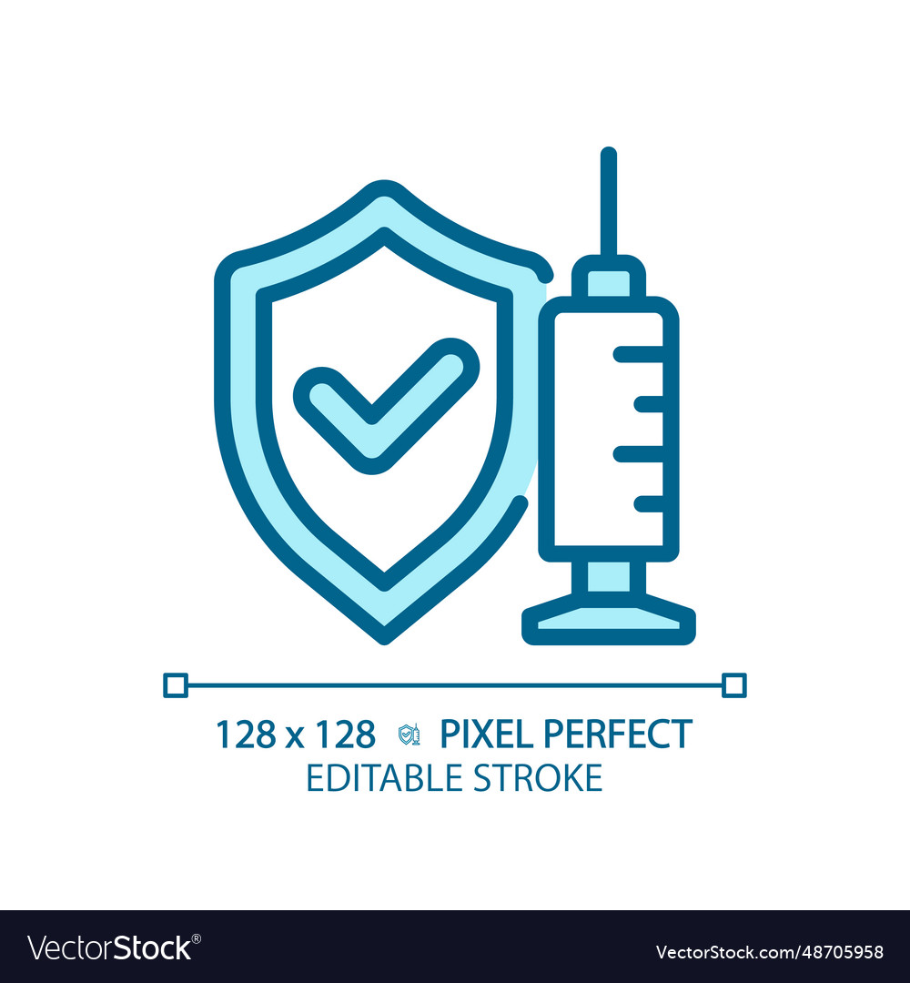 2d customizable thin line blue vaccine icon Vector Image