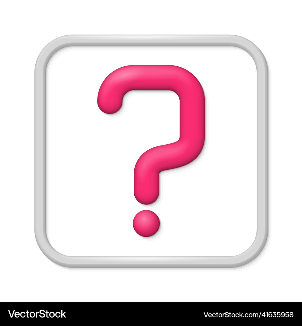 3d cartoon question mark icon online ask test Vector Image