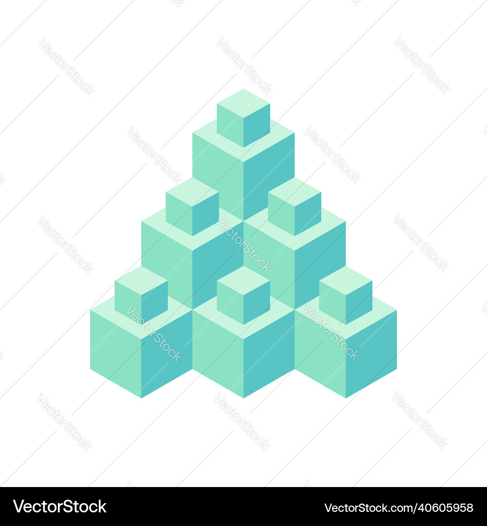 Abstract isometric object made of turquoise cubes Vector Image