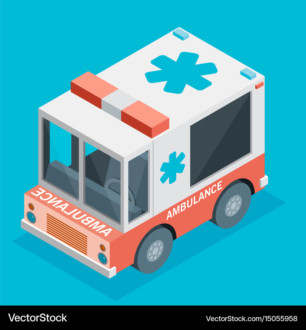 Ambulance car isometric view transport Royalty Free Vector