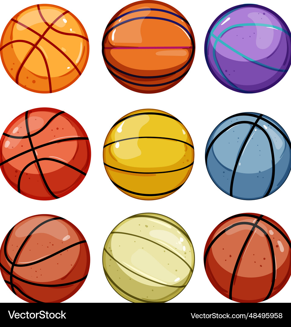 Basketball ball set cartoon Royalty Free Vector Image