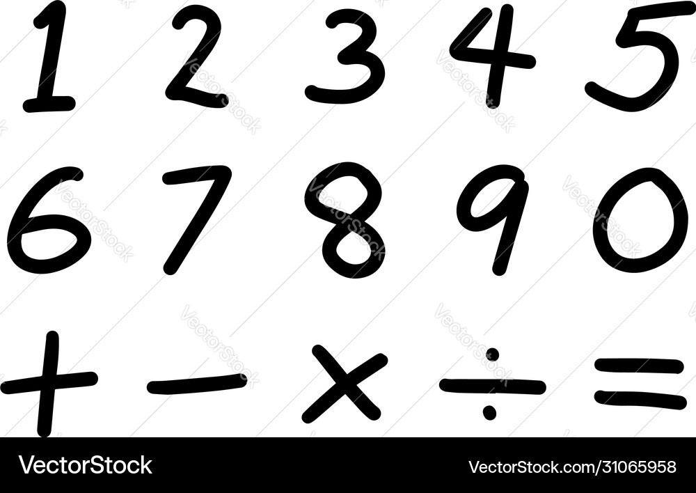 Black color hand drawing number Royalty Free Vector Image