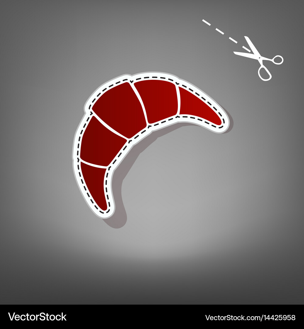 Croissant simple sign red icon Royalty Free Vector Image