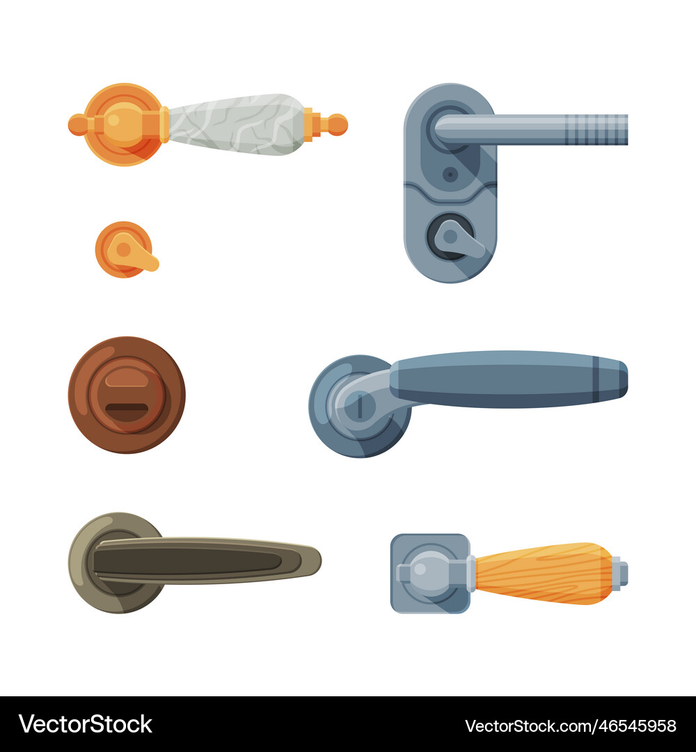 Different doorknob and door handle for open or Vector Image