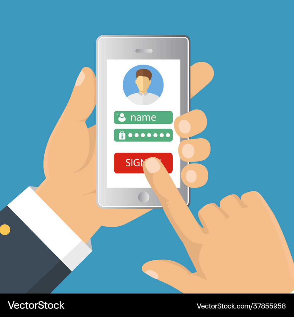 Flat design sign in page on smartphone screen Vector Image