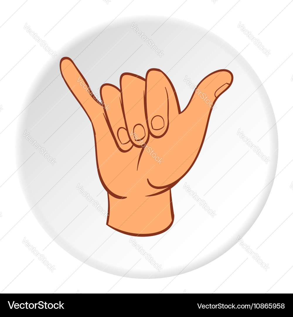 Gesture shaka icon cartoon style Royalty Free Vector Image