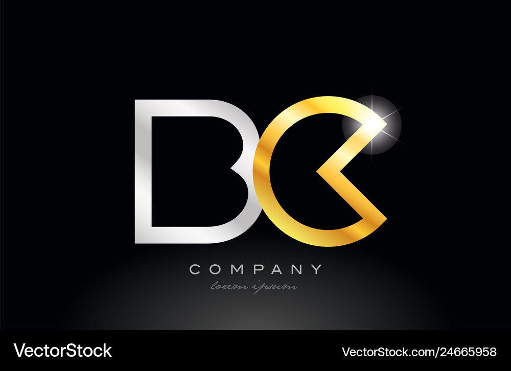 Gold silver alphabet letter bc b c combination Vector Image