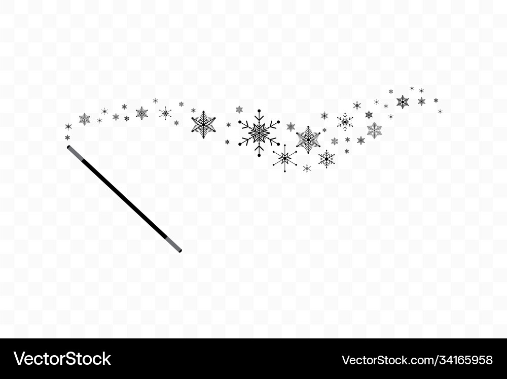 Magic wand with a snowflakes trace black dust Vector Image