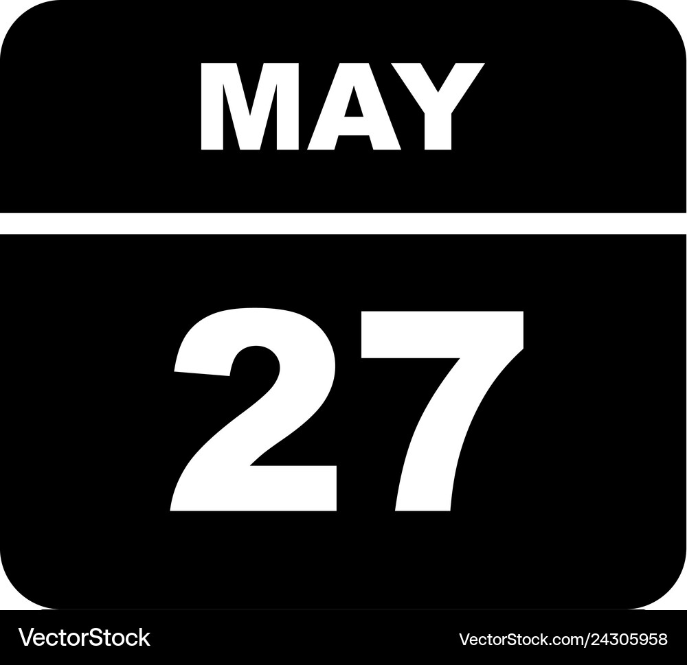 May 27th date on a single day calendar Royalty Free Vector