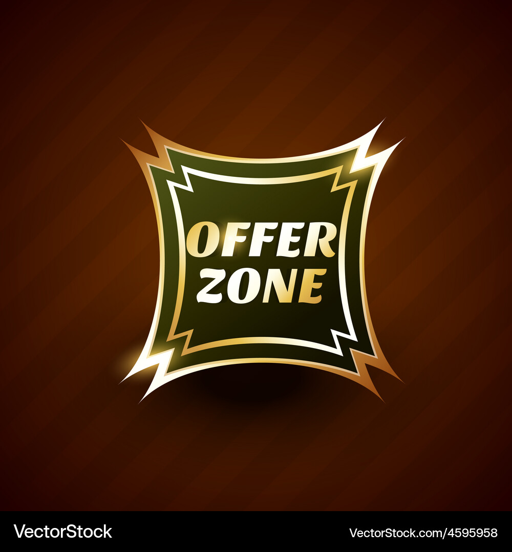Offer zone premium golden label design Royalty Free Vector