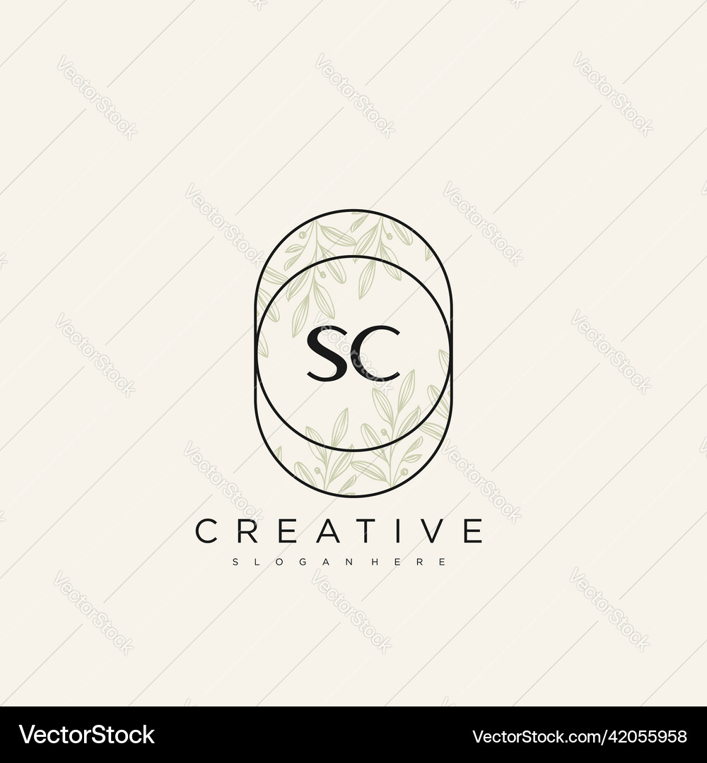 Sc initial letter flower logo template premium art