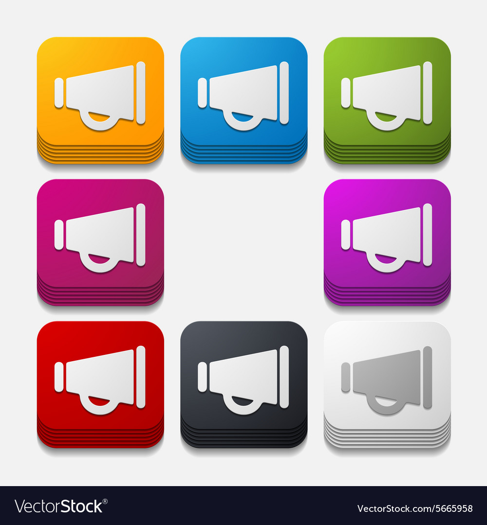 Square button megaphone Royalty Free Vector Image