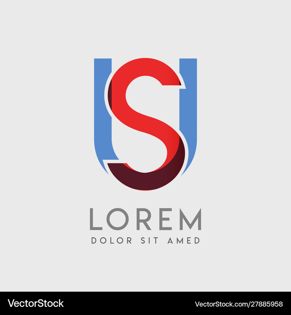Su logo letters with blue and red gradation Vector Image