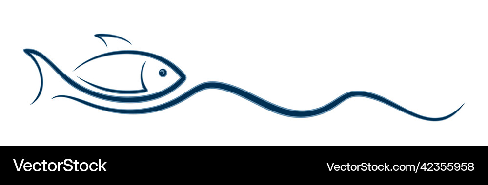 Symbol of fish with wave Royalty Free Vector Image