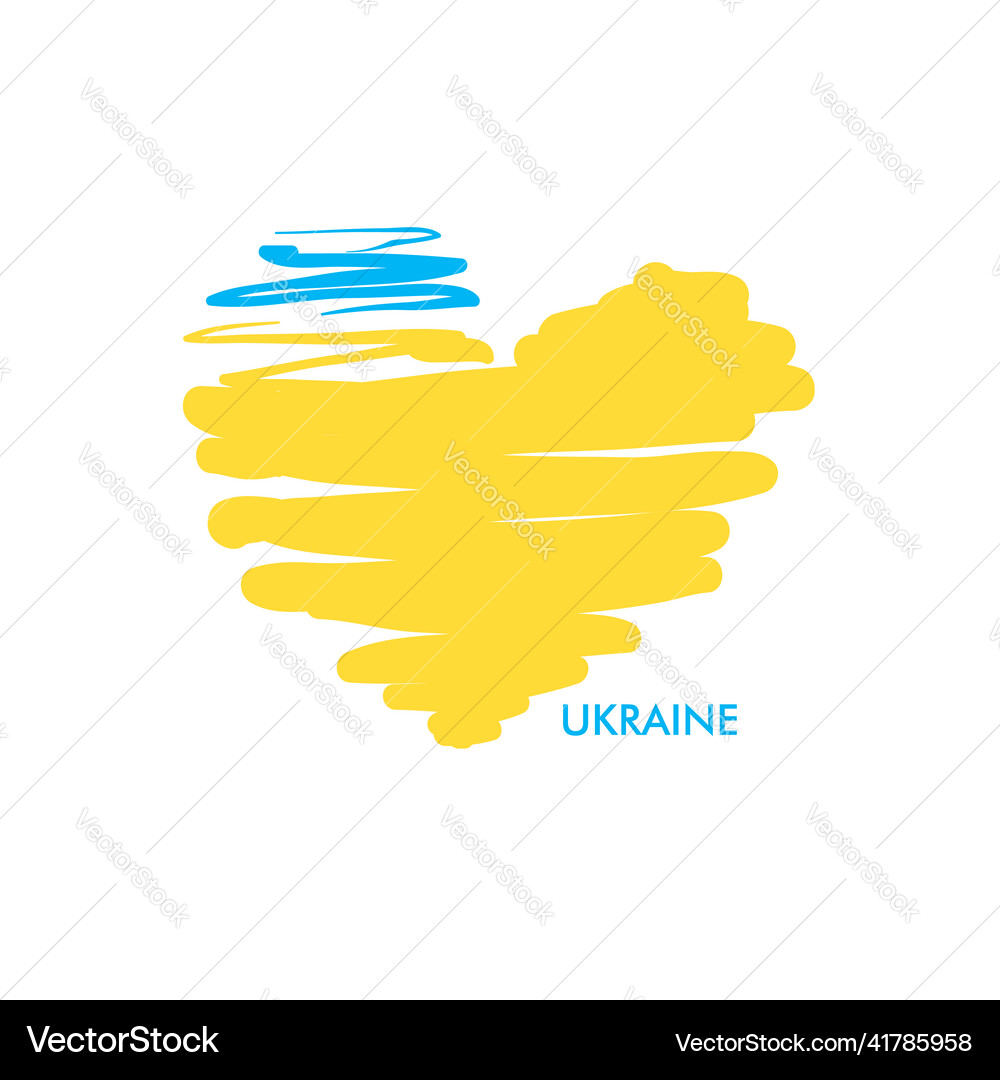 Ukraine flag icon in heart shape Royalty Free Vector Image