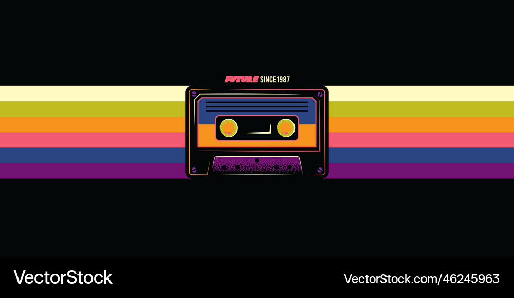 An old audio cassette on a retro background Vector Image