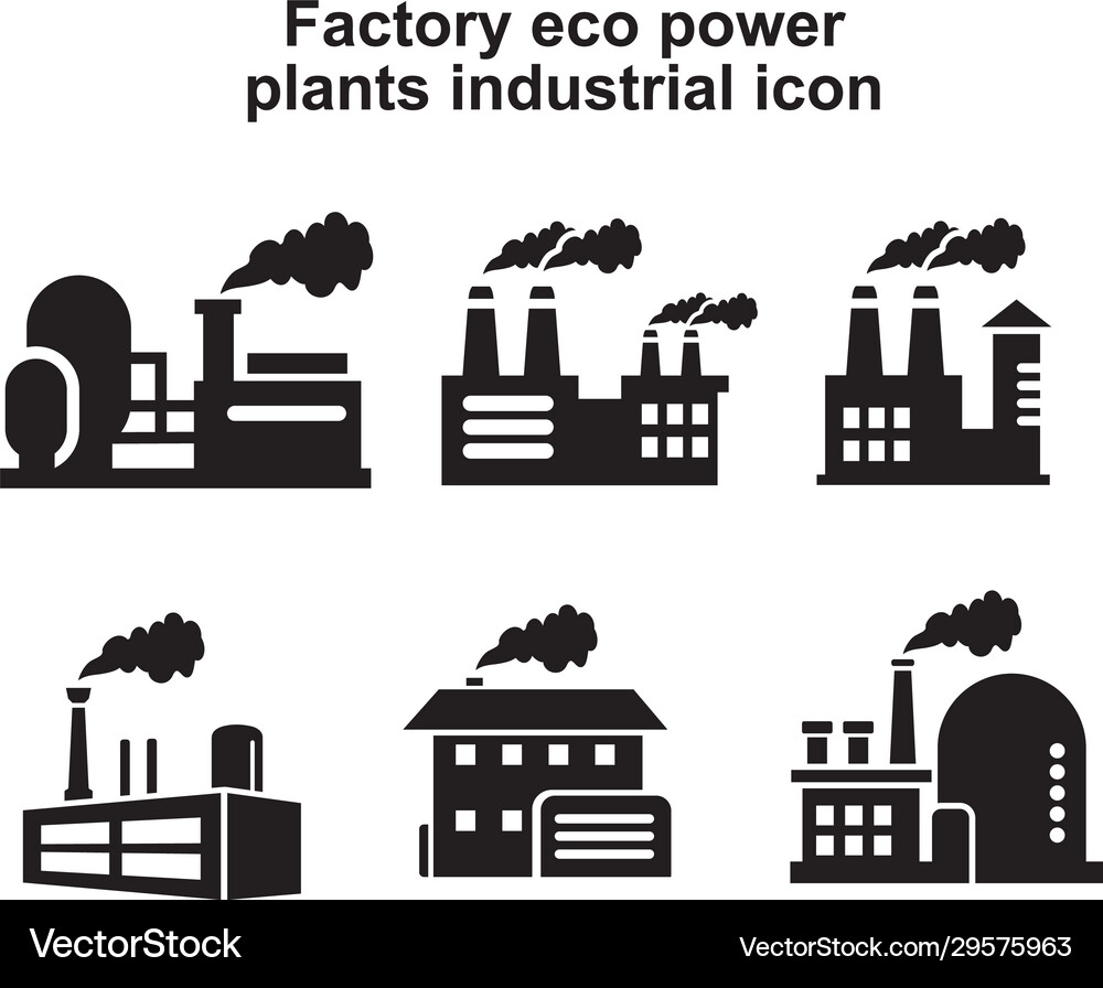 Factory eco power plants industrial icon template Vector Image