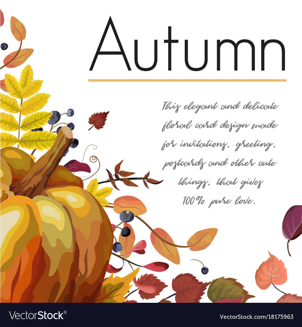Floral Watercolor Style Card Design Autumn Vector Image