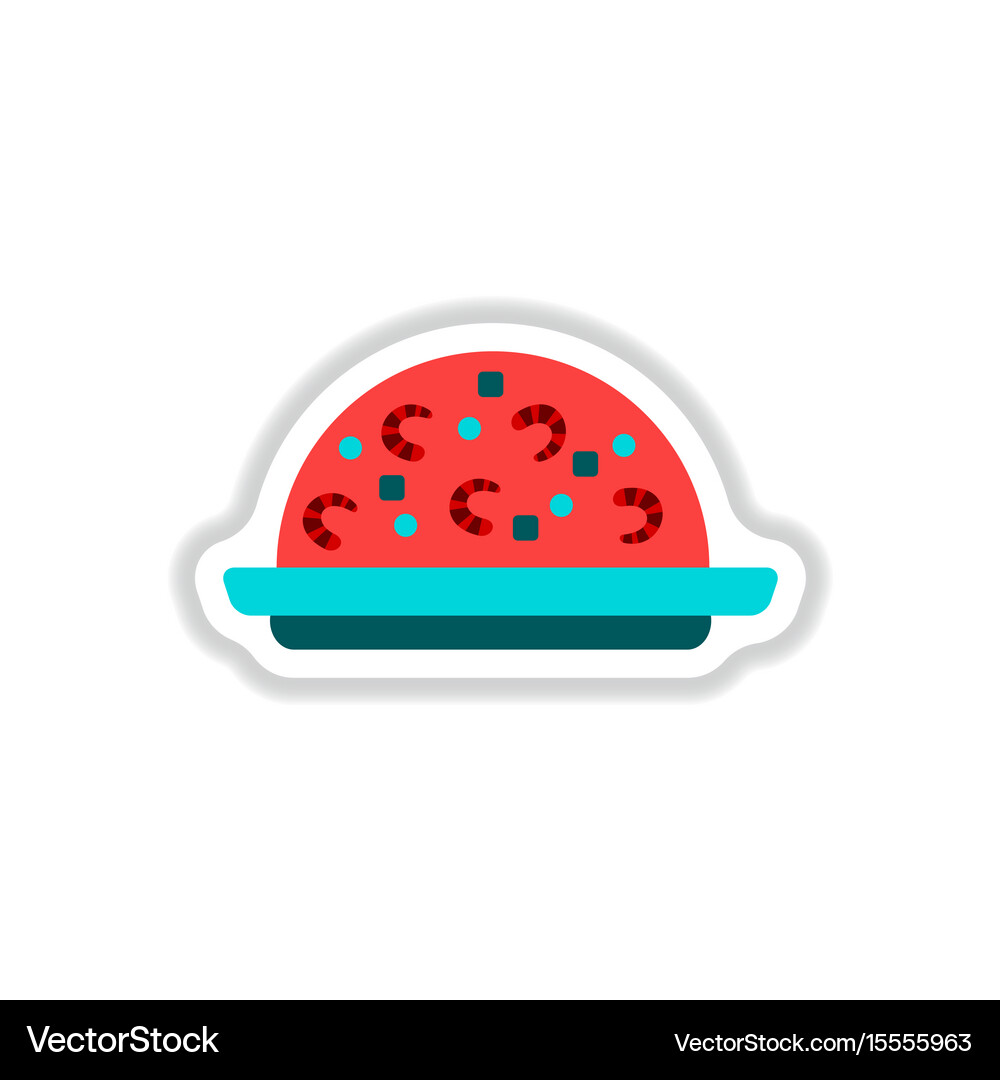 Fried rice with shrimp sticker Royalty Free Vector Image