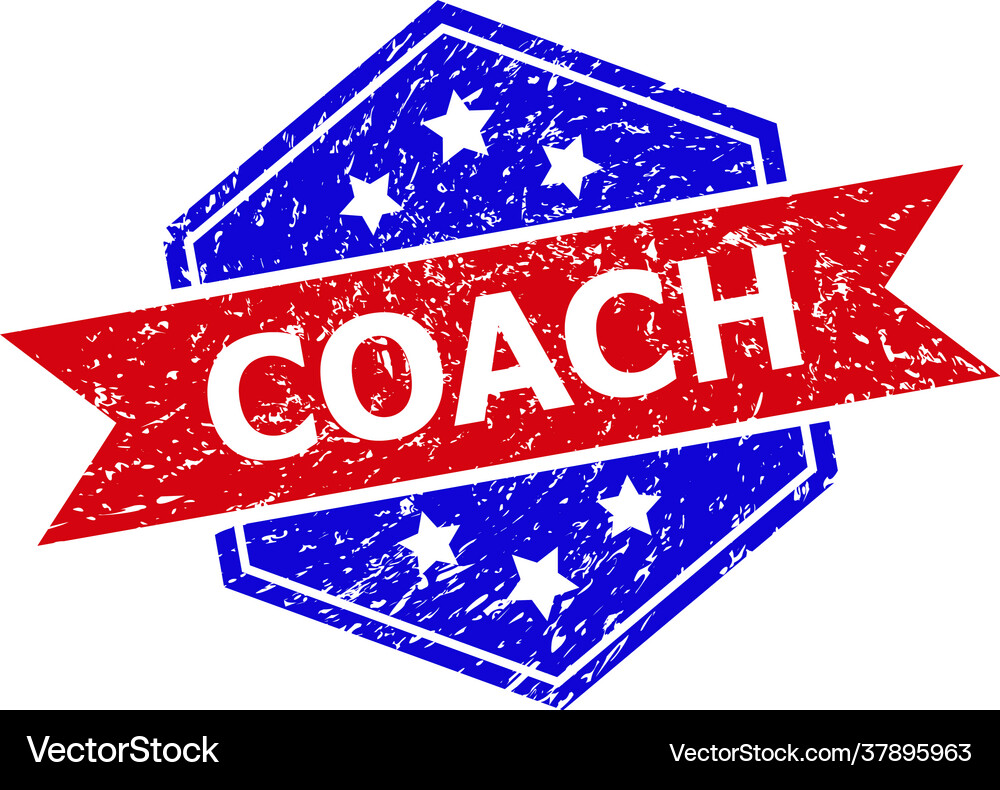 Hexagon bicolor coach stamp seal with corroded Vector Image