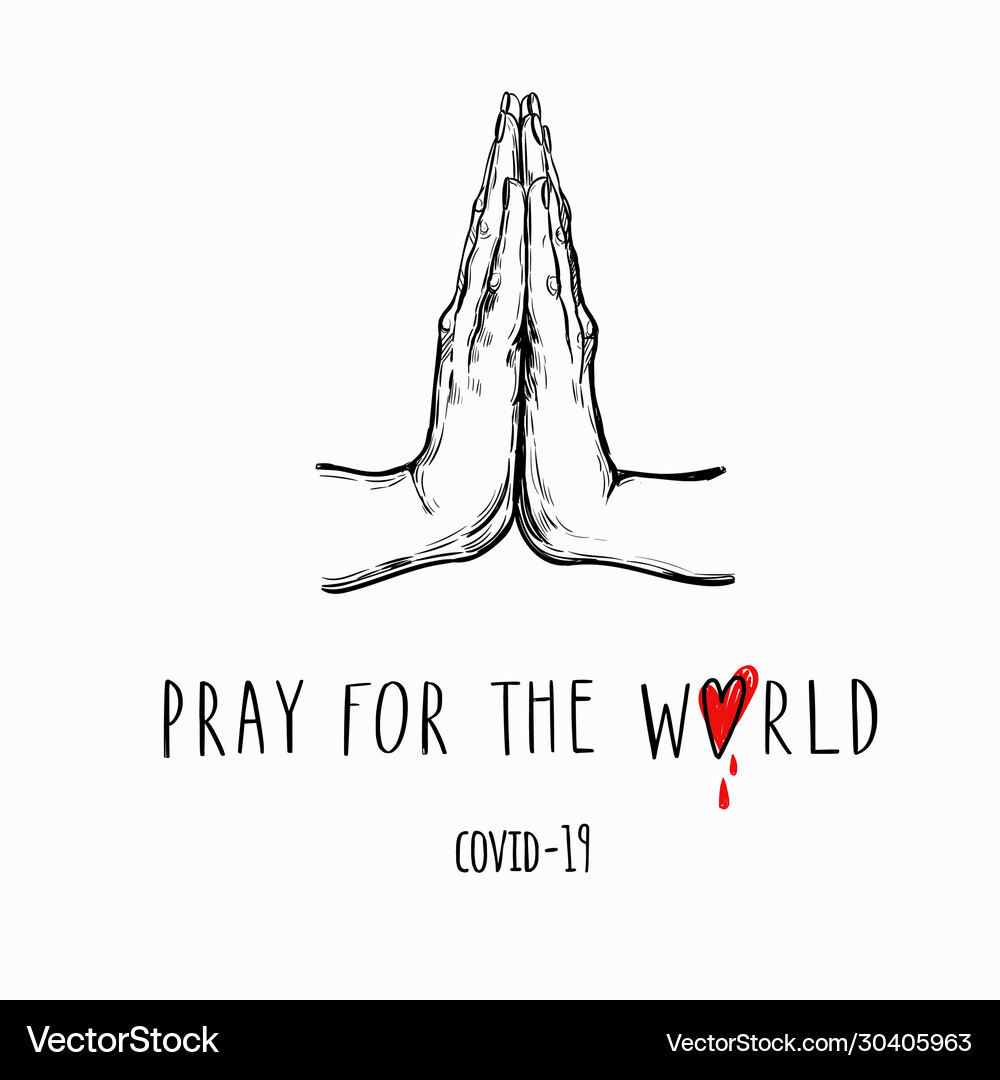 Pray for world handwritten lettering Royalty Free Vector