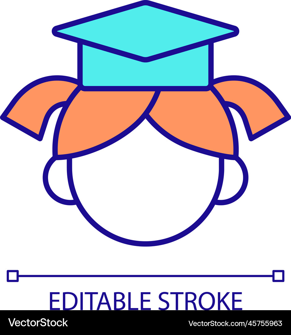 Primary school student rgb color icon Royalty Free Vector