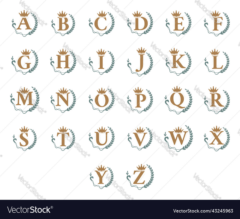Royal letters with crown wreath and snake name Vector Image