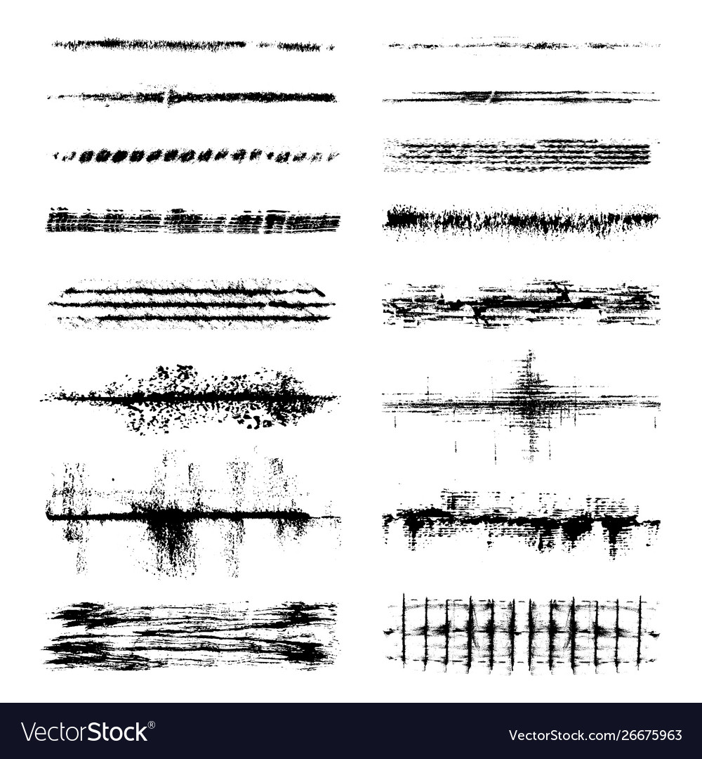 Set black paint ink brush strokes Royalty Free Vector Image