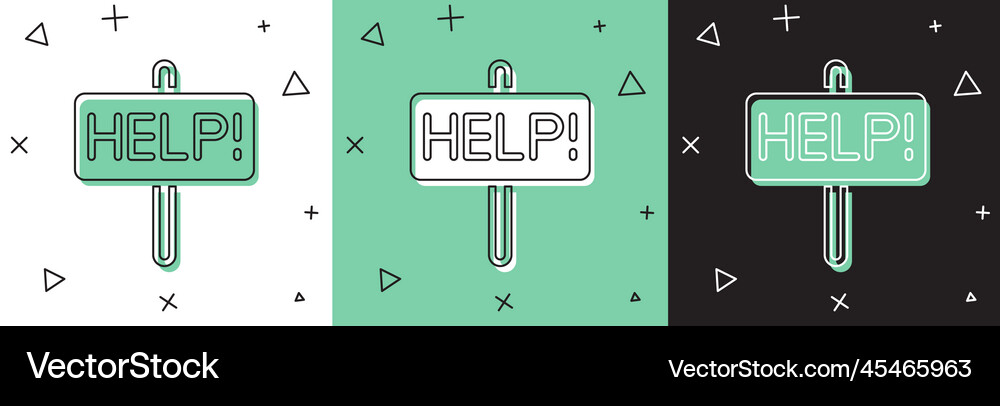 Set help icon isolated on white and green black Vector Image