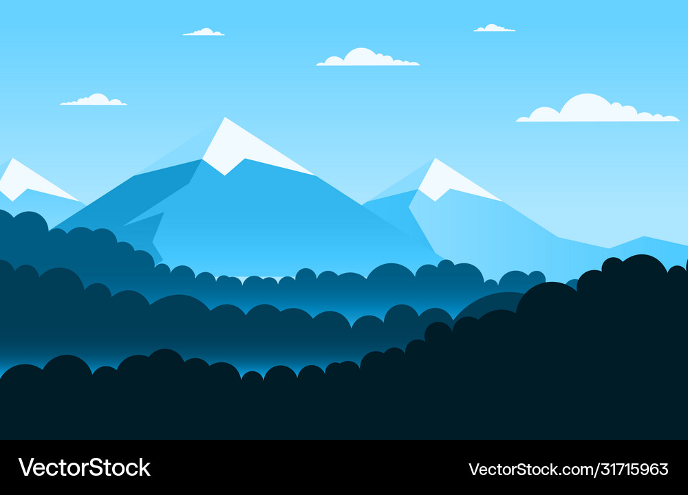 Simple calm mountain forest wild nature scene Vector Image