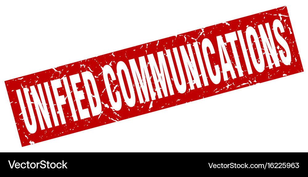 Square grunge red unified communications stamp Vector Image