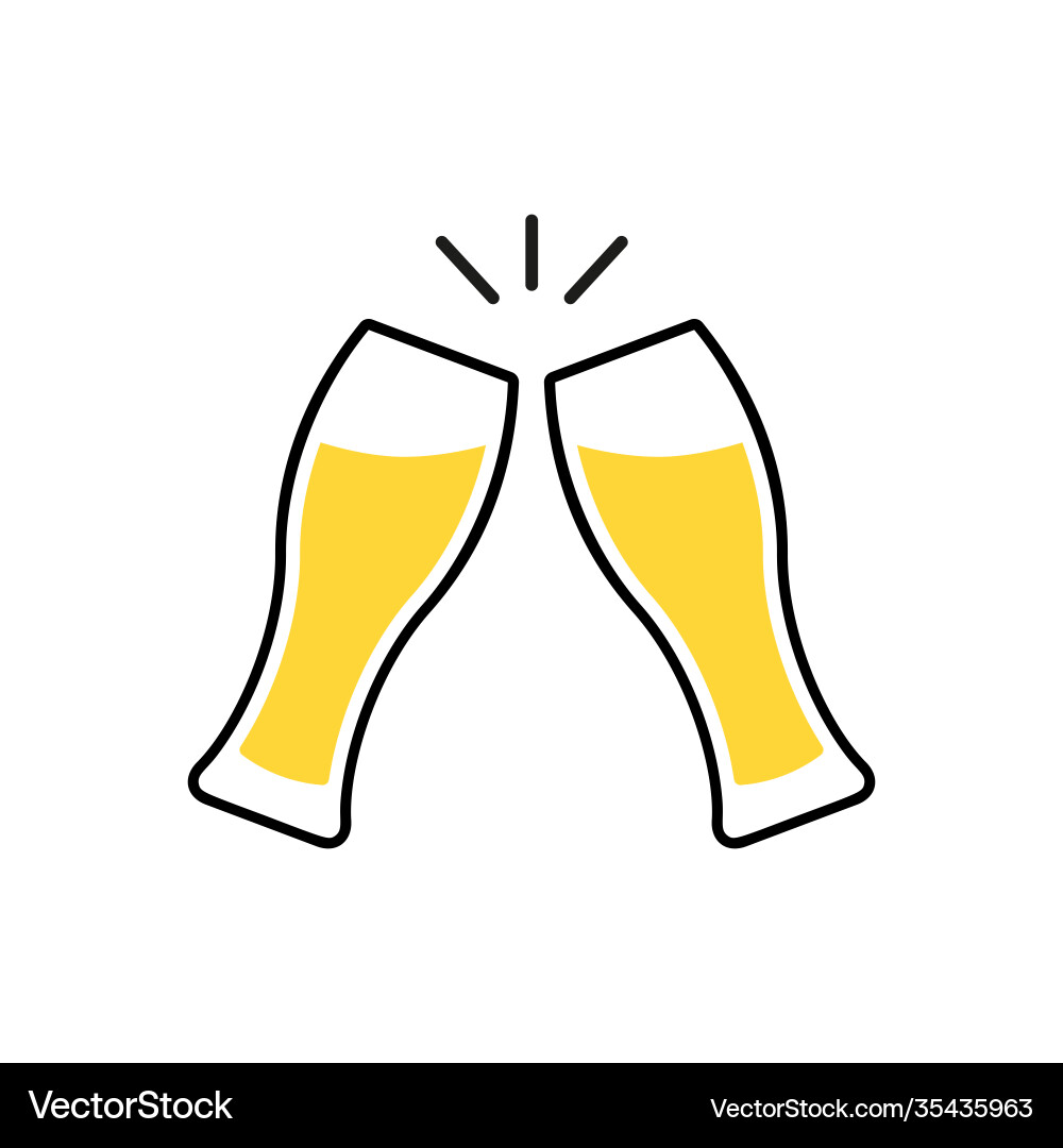 Toast clink two glasses with beer Royalty Free Vector Image