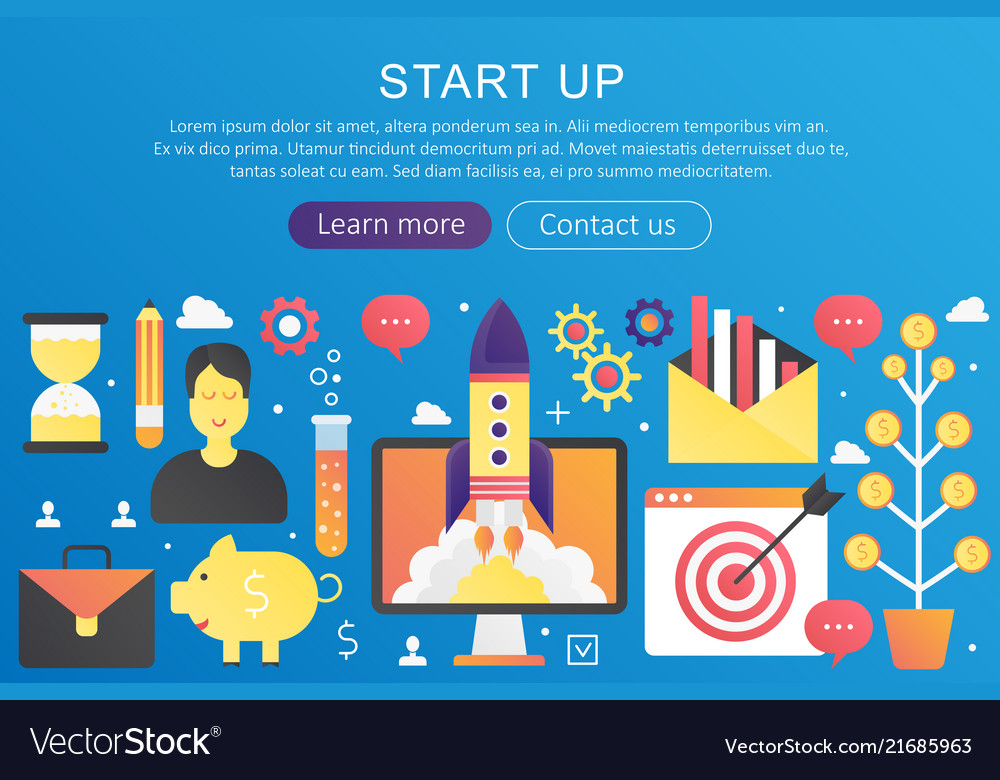 Trendy flat gradient color startup business Vector Image Trendy flat gradient color startup business Vector Image