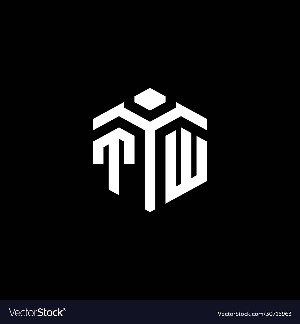 Tw monogram logo with abstract hexagon style Vector Image