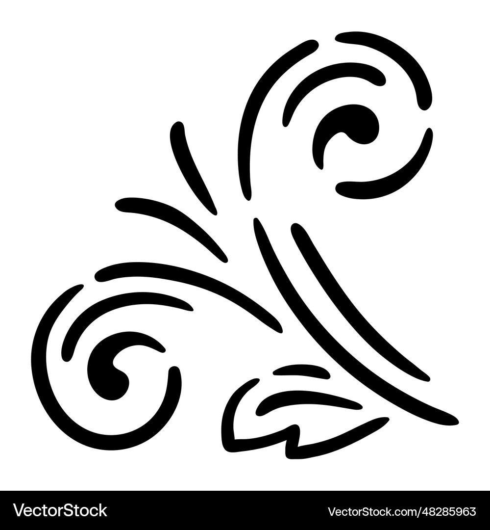 Vintage swirling element retro curling vignette Vector Image