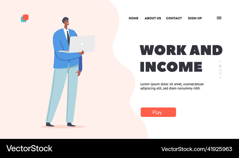 Work and income landing page template indian Vector Image