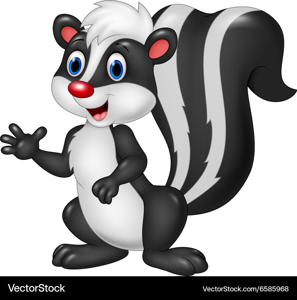Cartoon skunk waving hand isolated Royalty Free Vector Image